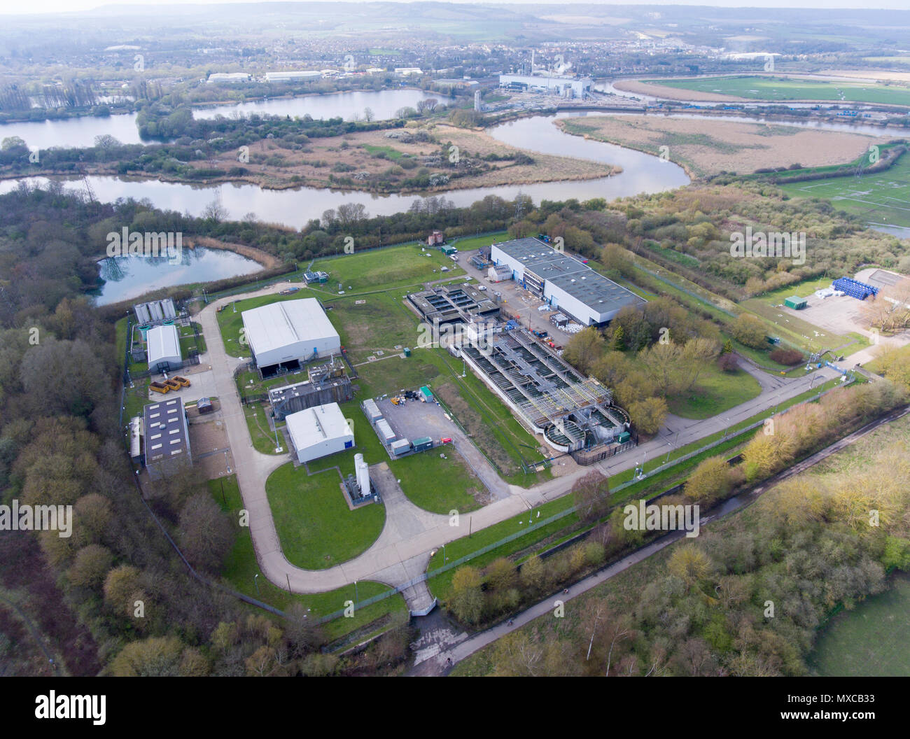 Water treatment (sewage) works at Burham, Kent, UK Stock Photo - Alamy