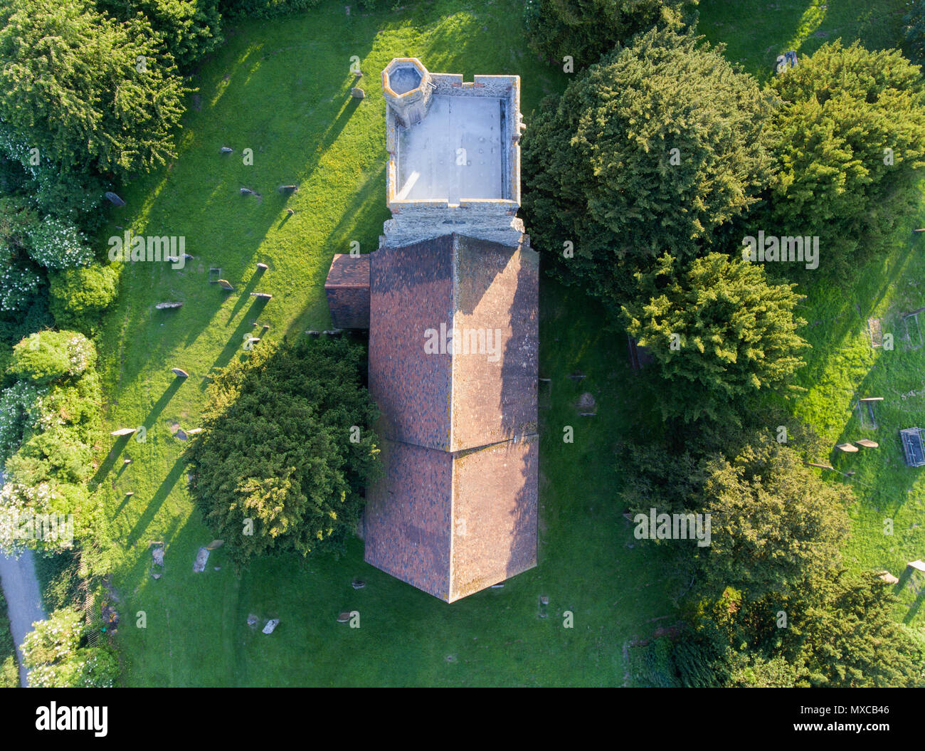 Burham Church in Kent, UK, seen from the air Stock Photo - Alamy