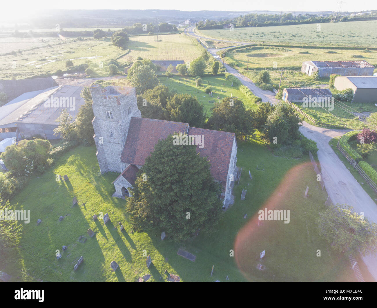 Burham Church in Kent, UK, seen from the air Stock Photo - Alamy