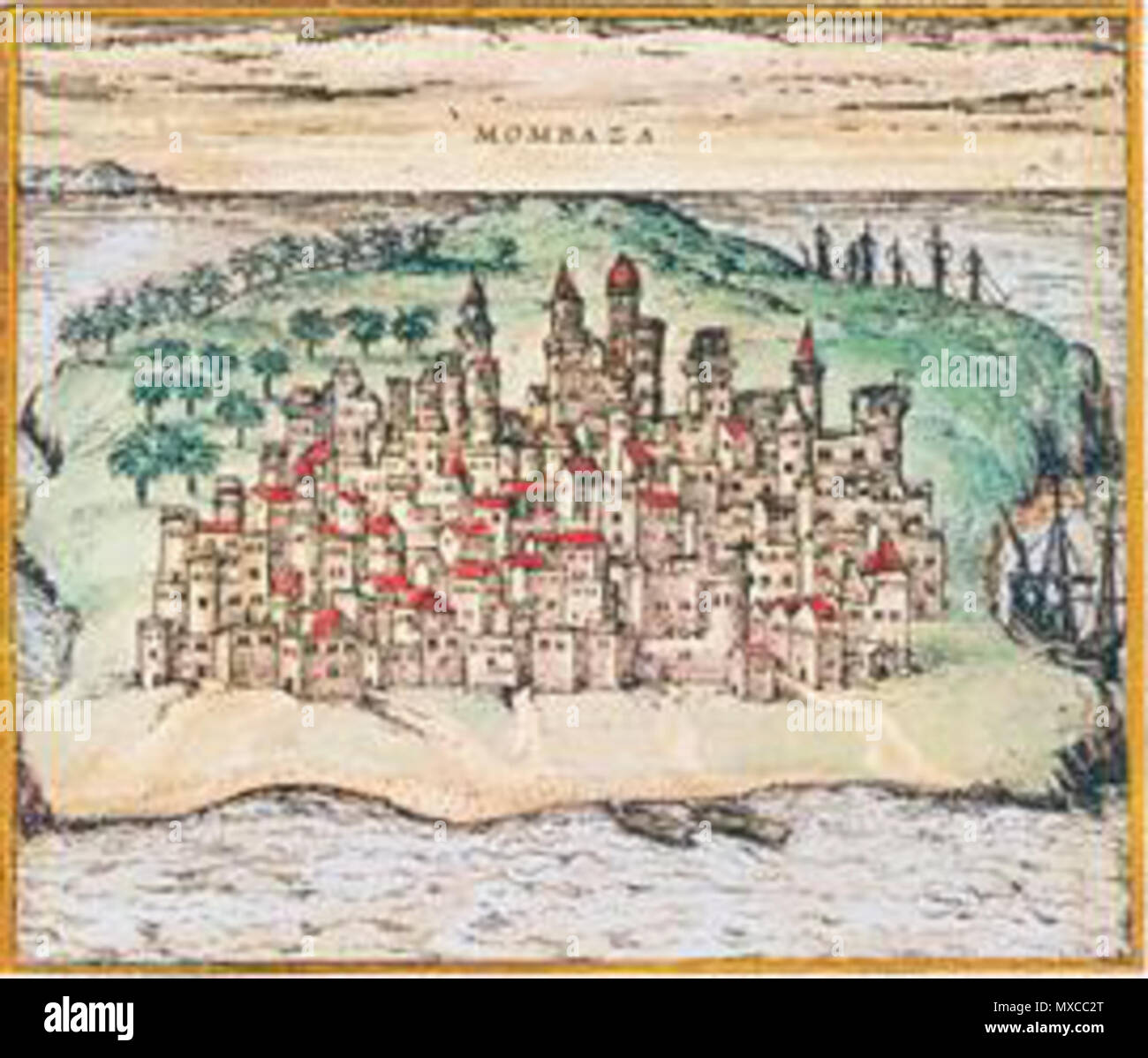 . English: Medieval Mombasa . 16th century. BRAUN AND HOGENBERG 410 ...