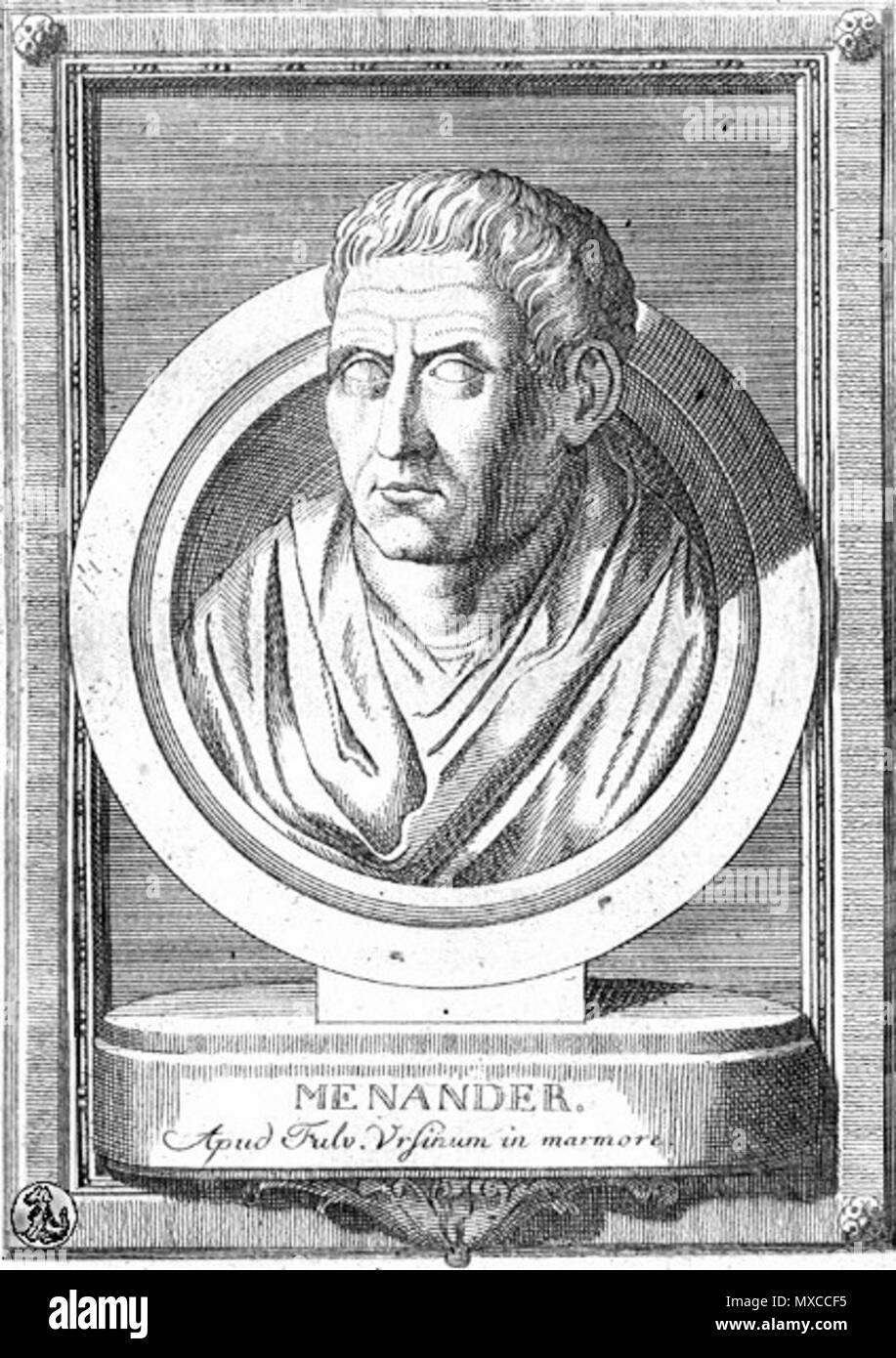 . Portrait of greek poet and Epicurean philosopher Menandros . This ...