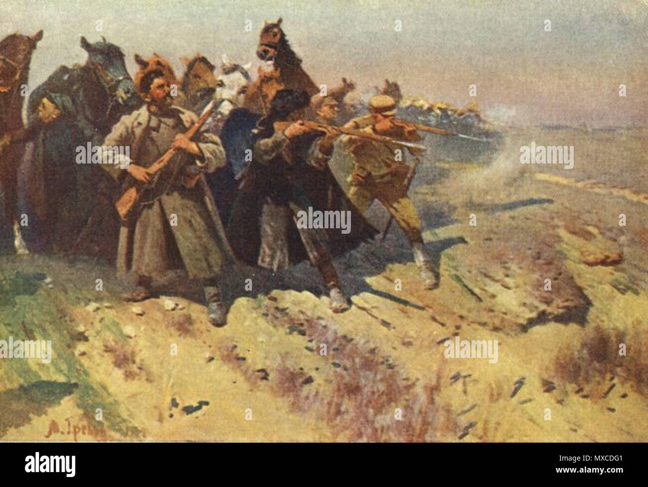 . Отряд Будённого в пешем строю отбивает атаку противника . before 1934 ...