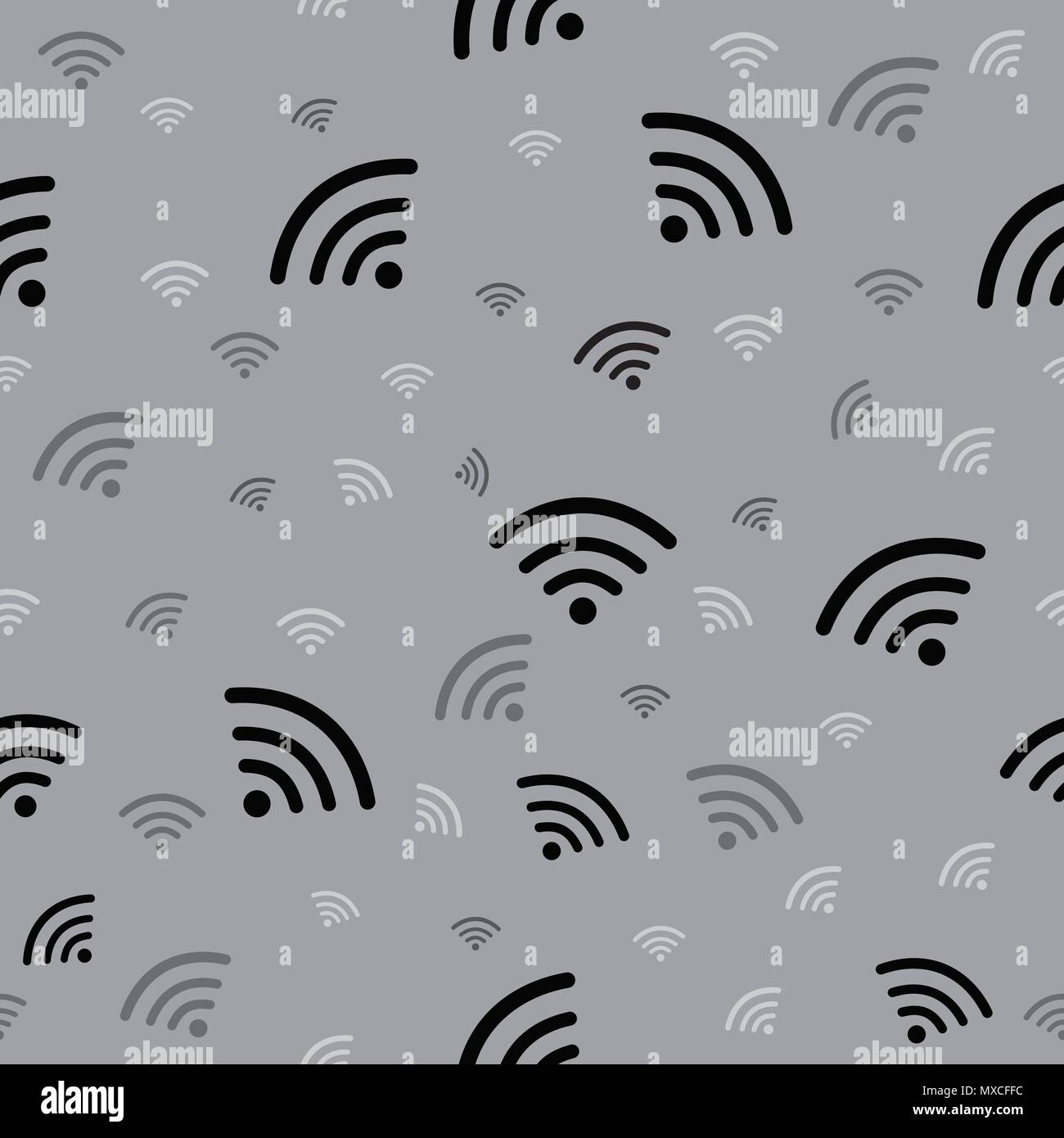Wifi sign seamless gray background . Wi-fi symbol. Wifi zone. Vector ...