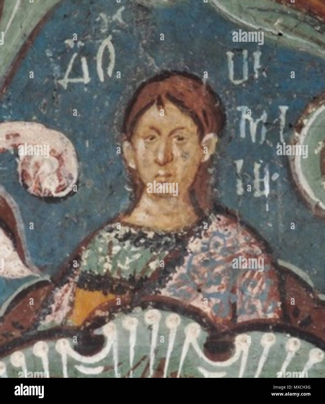 . English: Detail of fresco Loza Nemanjića,Dušman (brother of Dušan ...