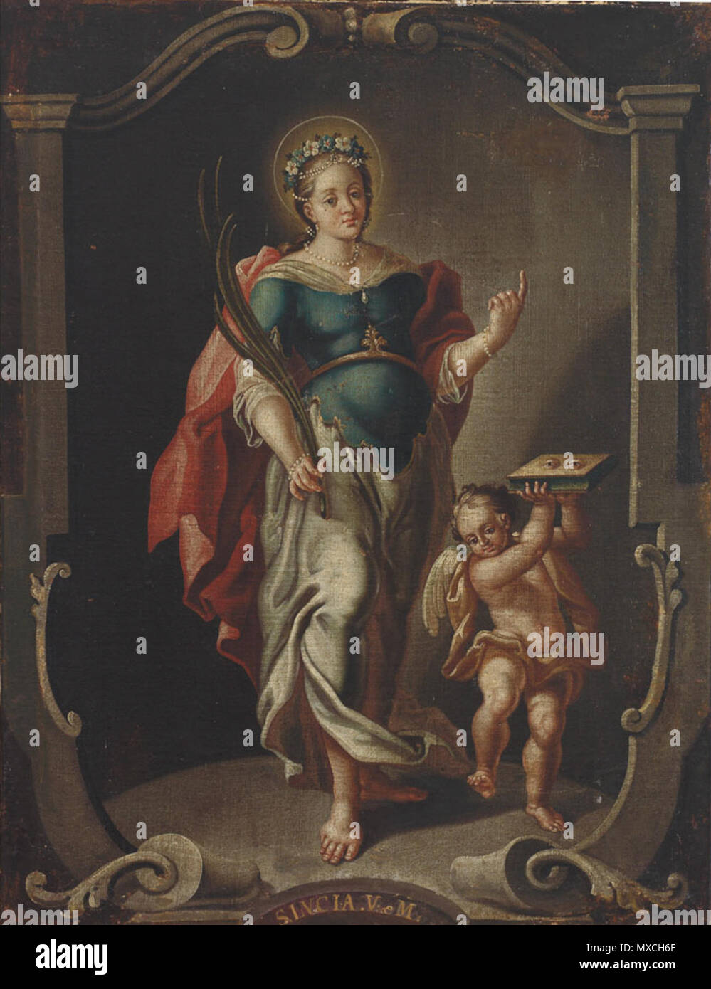 . Süddeutsch, 18. Jh.: Altarbild 'Hl. Lucia von Syrakus', Öl auf ...