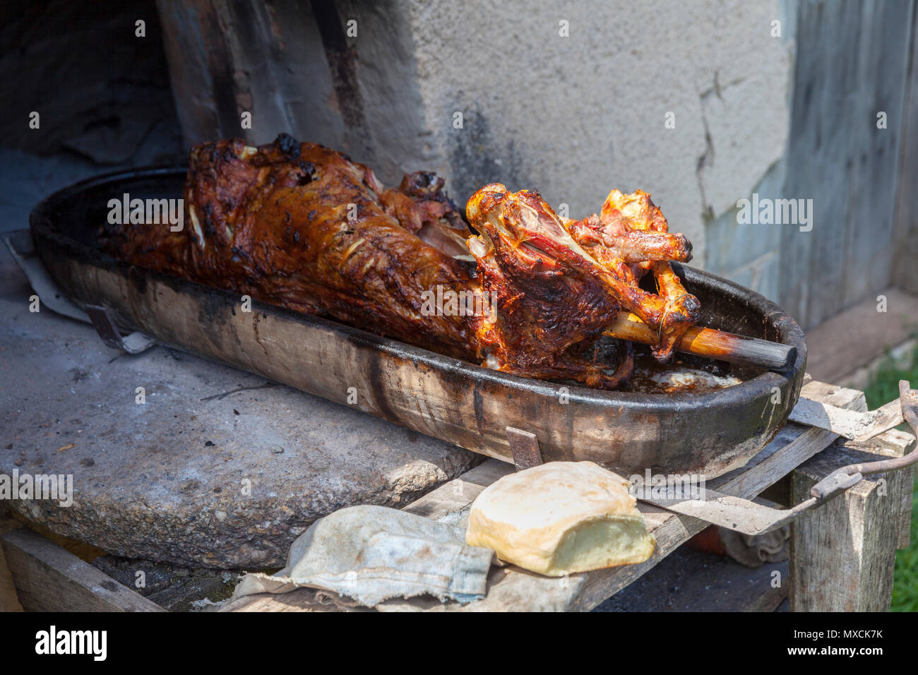 roast young goat, ready to eat Stock Photo - Alamy