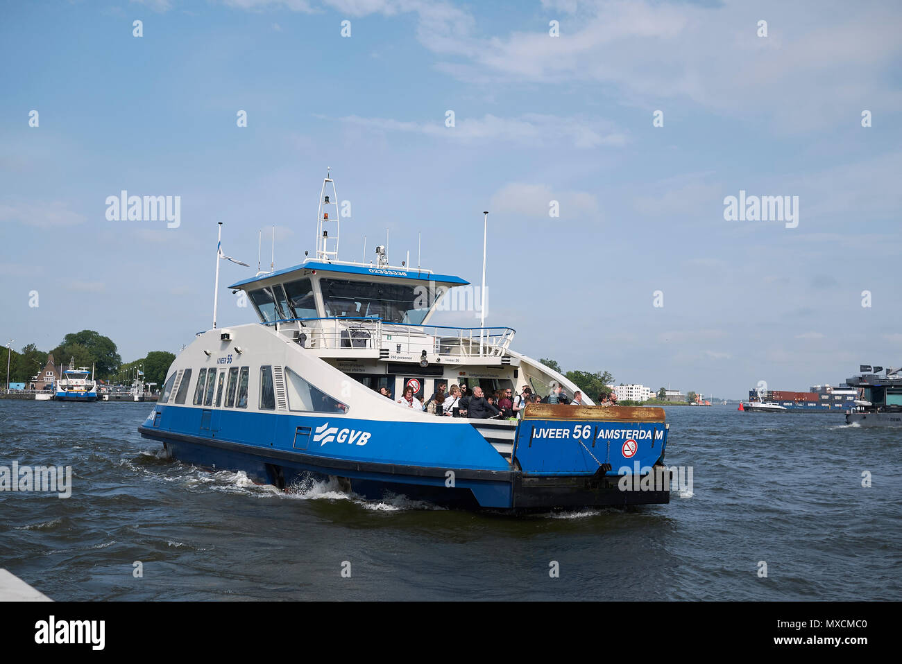 Amsterdam, Netherlands - May 16, 2018: Ferry from Amsterdam Centraal to ...
