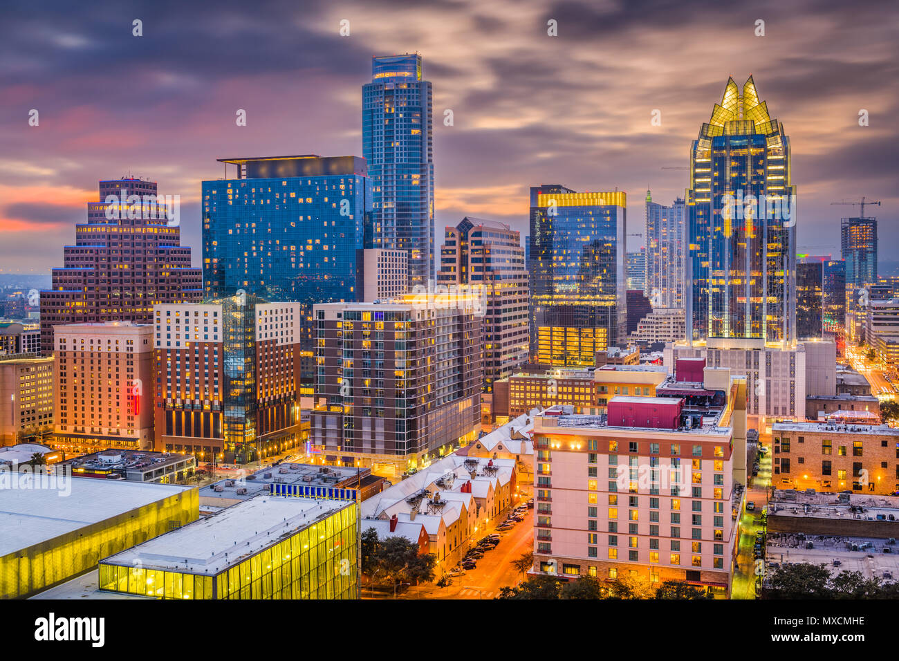 Austin, Texas, USA downtown cityscape at dusk Stock Photo - Alamy