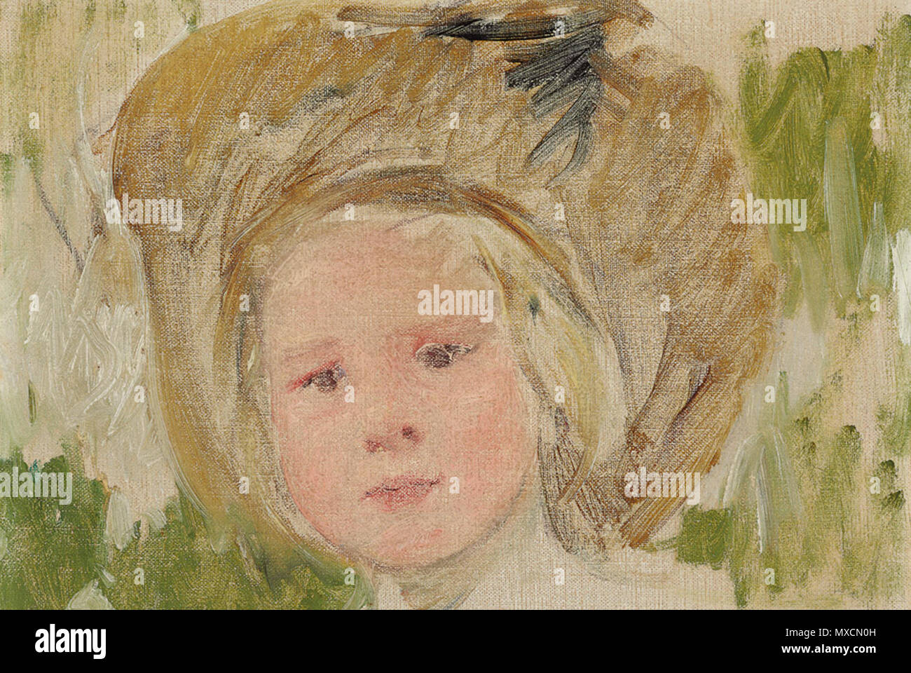 . English: Mary Stevenson Cassatt, Sketch of Head of a Girl in a Hat ...