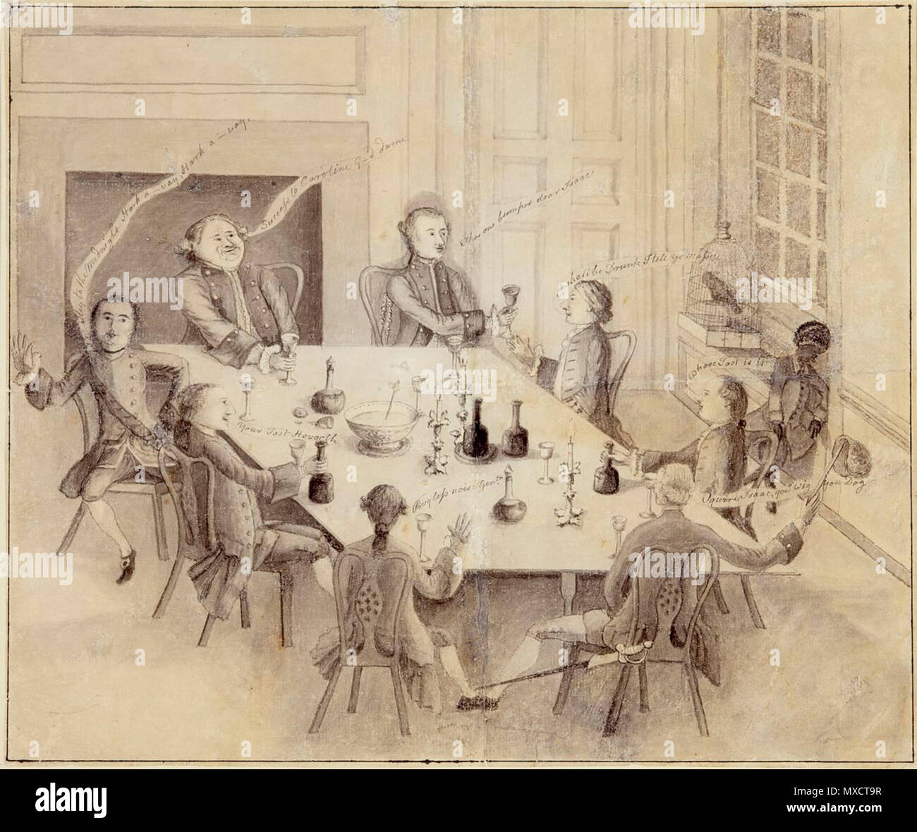 . English: 'Mr. Peter Manigault and Friends.' Folk art depicting Peter ...