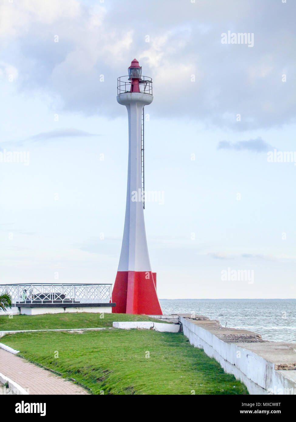 coastal scenery including the Baron Bliss Lighthouse in Belize City ...