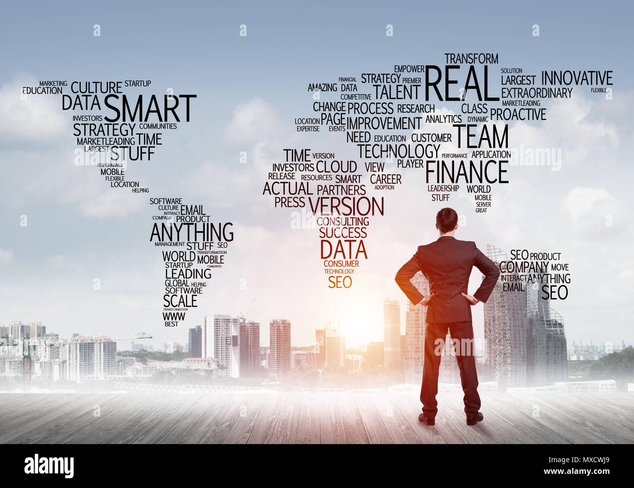 Motivation and inspiration concept with modern cityscape and ...