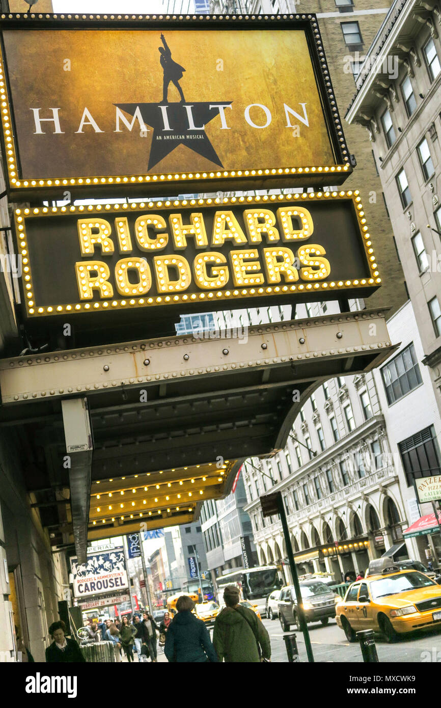 "Hamilton" Marquee at the Richard RodgersTheatre, Times Square, NYC ...