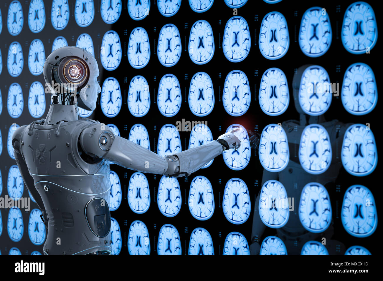 3d rendering ai robot analyze x-ray brain tomography Stock Photo - Alamy