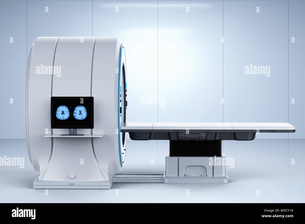 3d rendering computer monitor display x-ray brain in mri lab Stock Photo - Alamy