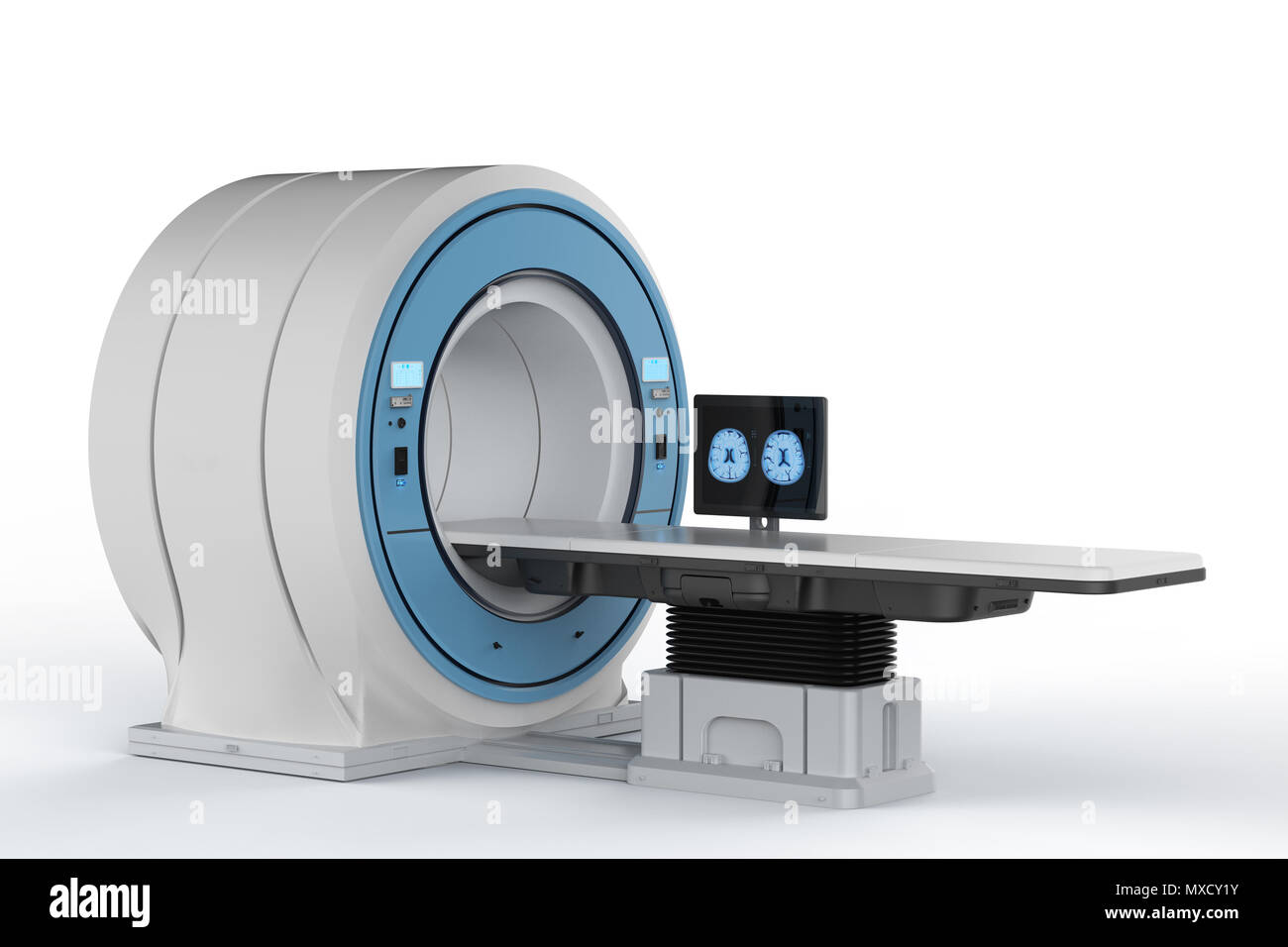 3d rendering computer monitor display x-ray brain in mri lab Stock Photo - Alamy
