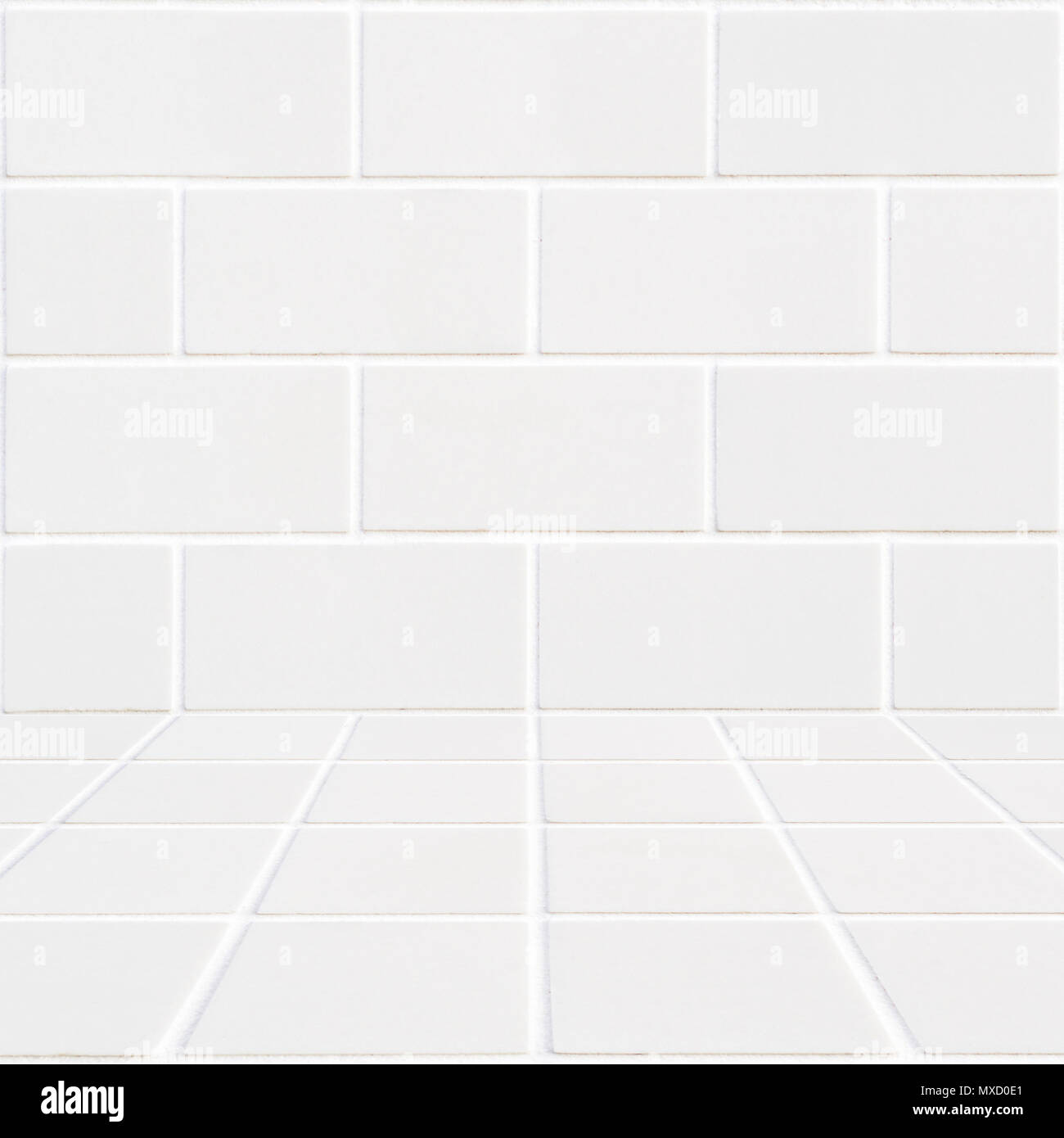 white rectangle bricks background and white mosaic floor in the front ...