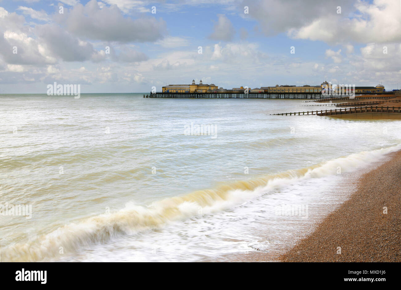 Silhouette hastings pier beach sunset hi-res stock photography and ...