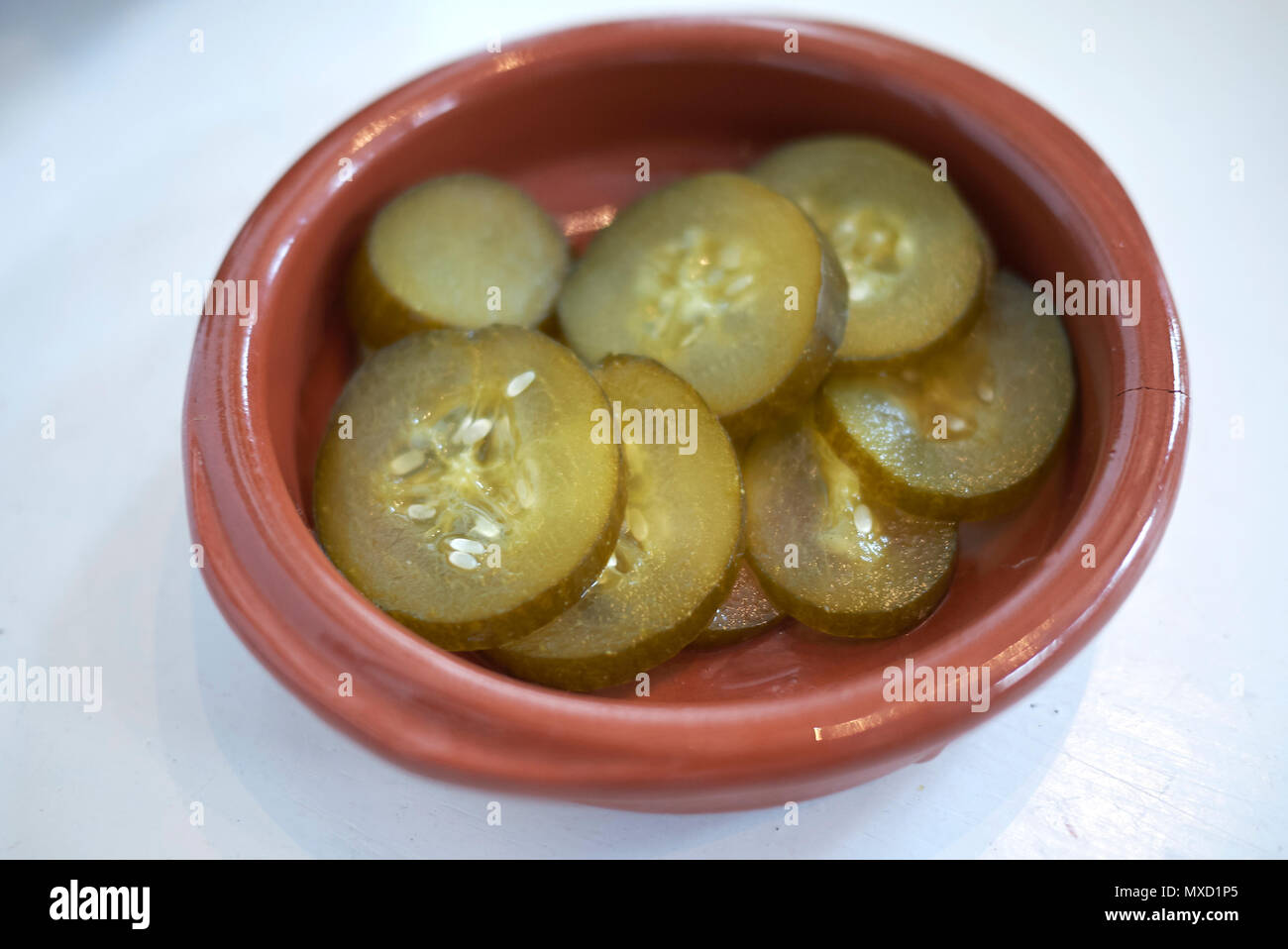 Cucumber pickle slices Stock Photo - Alamy