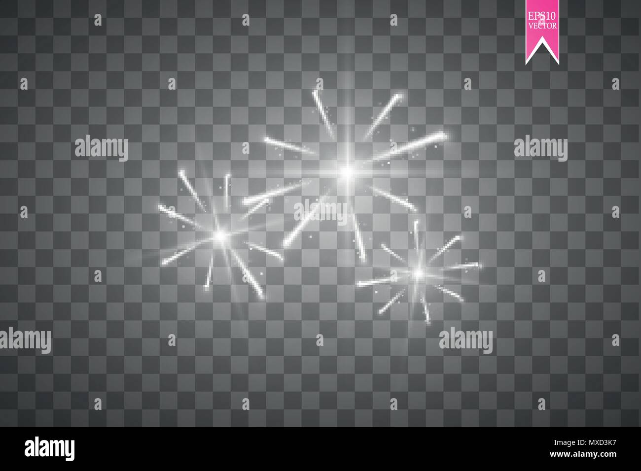 Firework lights effect with glowing stars in sky isolated on ...