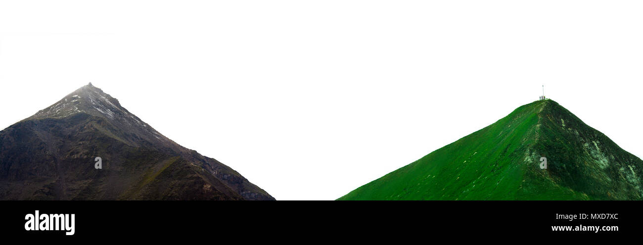 two mountain peak isolated on white background Stock Photo - Alamy