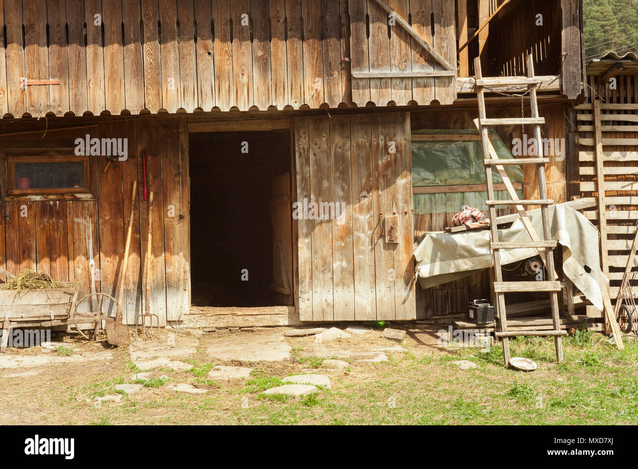 stable entrance at the farm Stock Photo - Alamy
