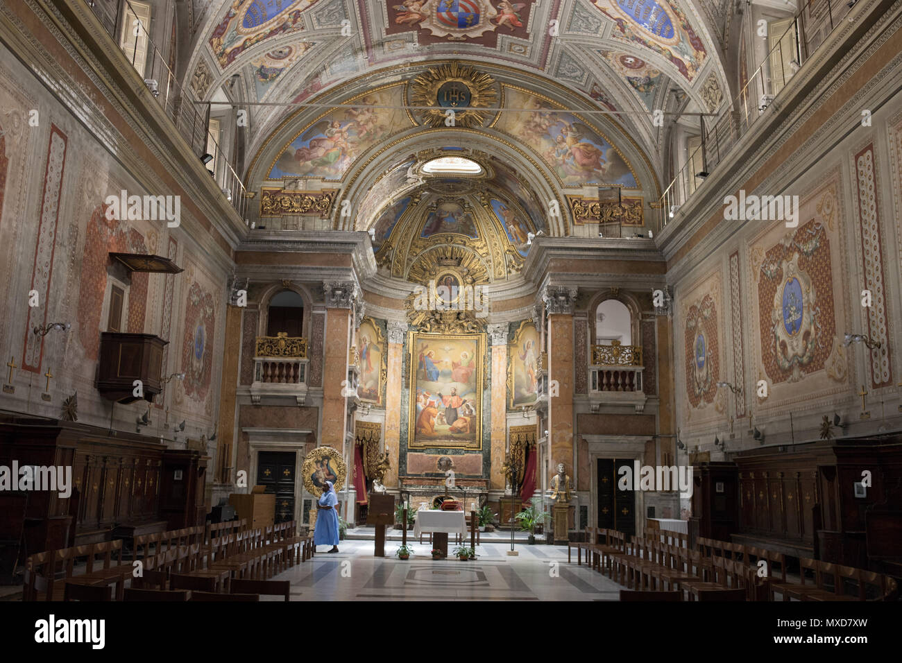 Rome church interior, St. Francis Xavier al Caravita, nun Stock Photo ...