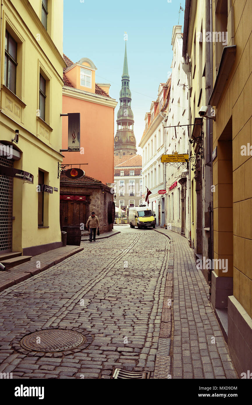 Latvia riga cobbled street hi-res stock photography and images - Alamy