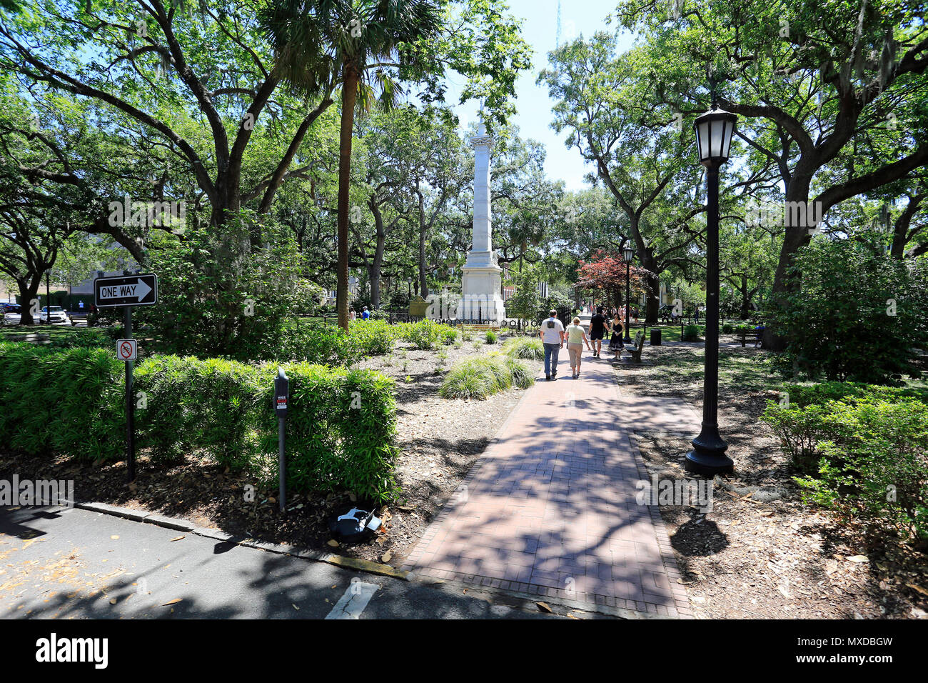 Monterey Square, on Bull Street in the city of Savannah, Georgia, USA ...