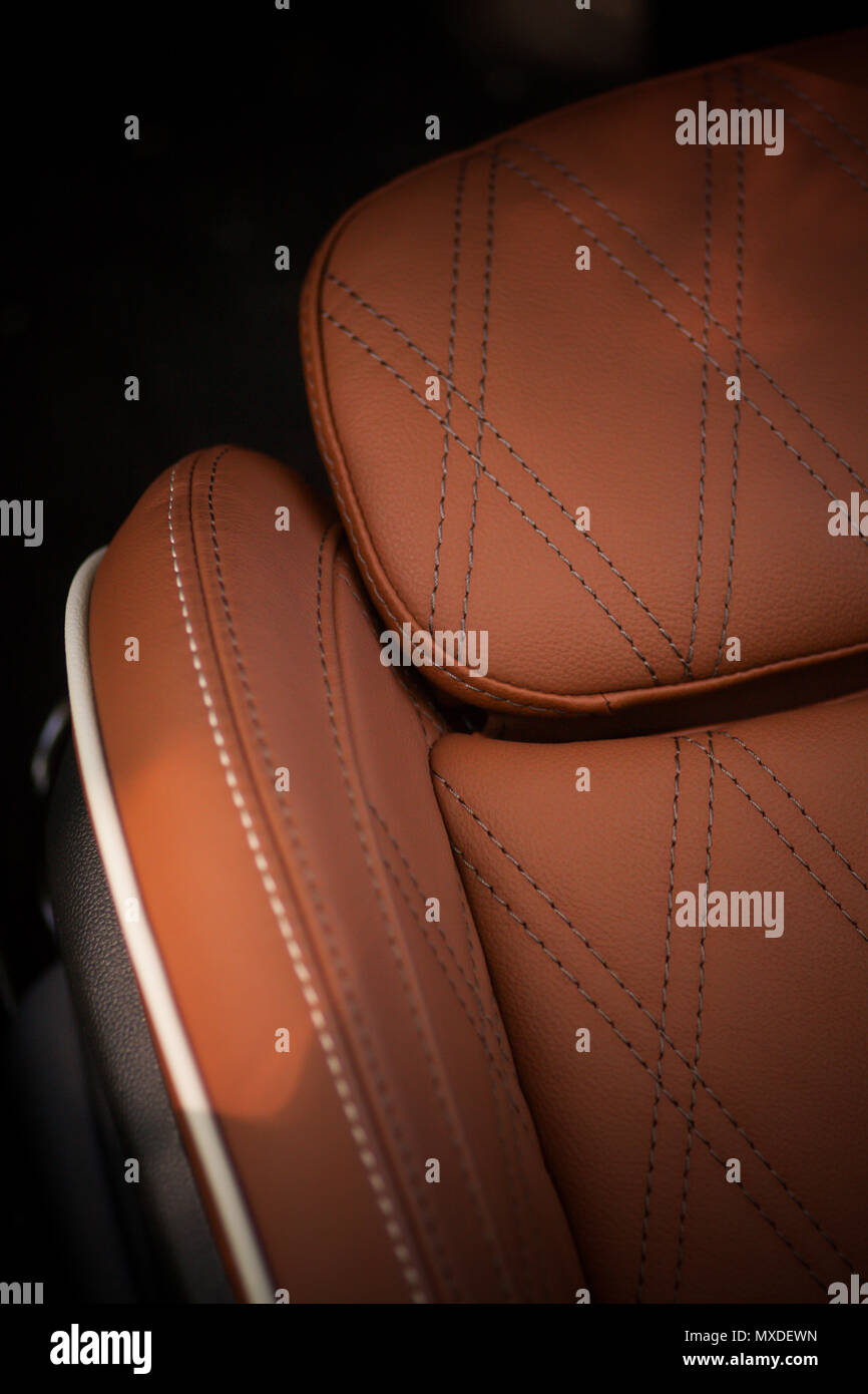 Color detail of the leather seats of a car Stock Photo - Alamy