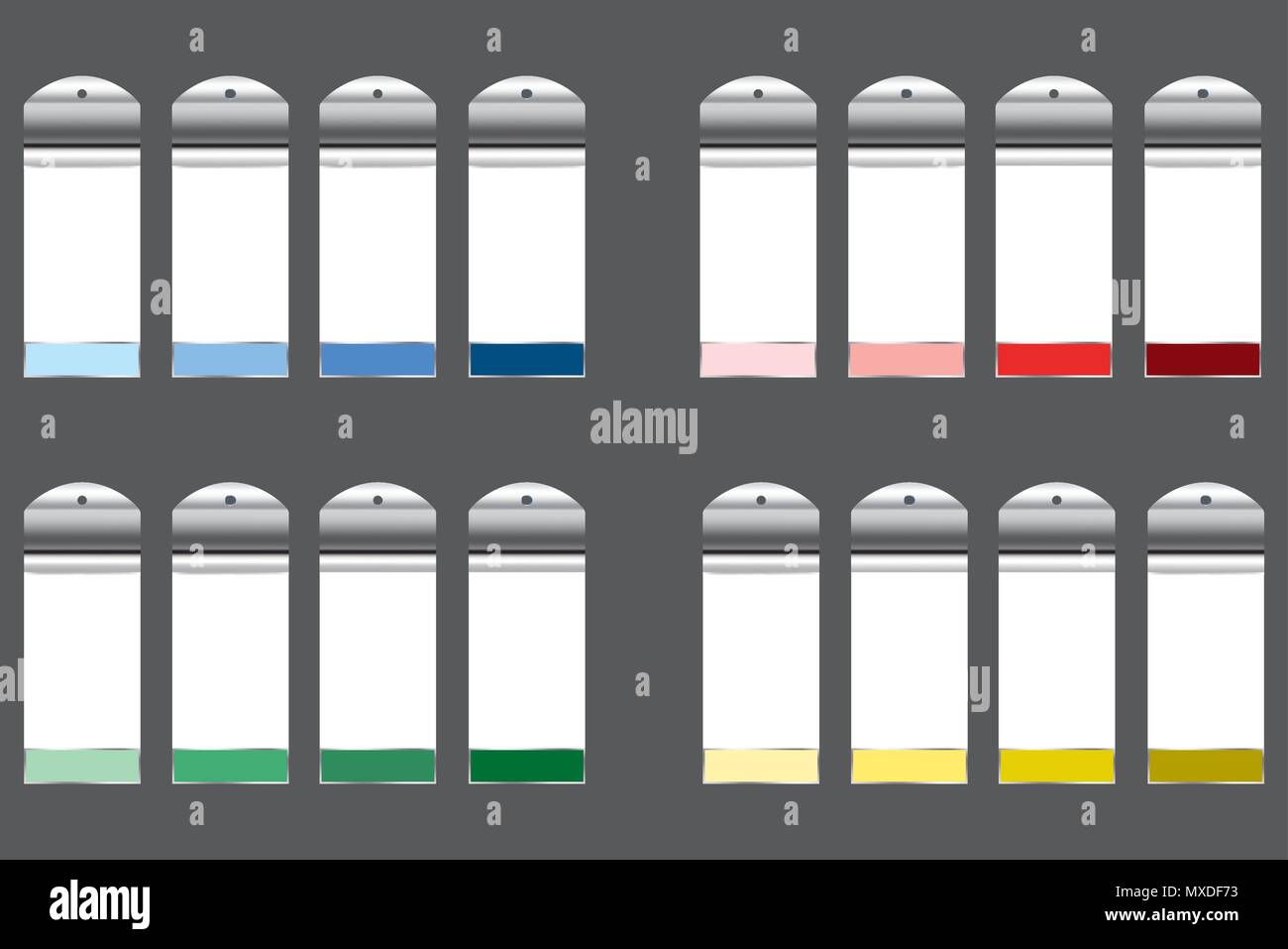 Sets of infographic rectangular white charts with metal labels on ...