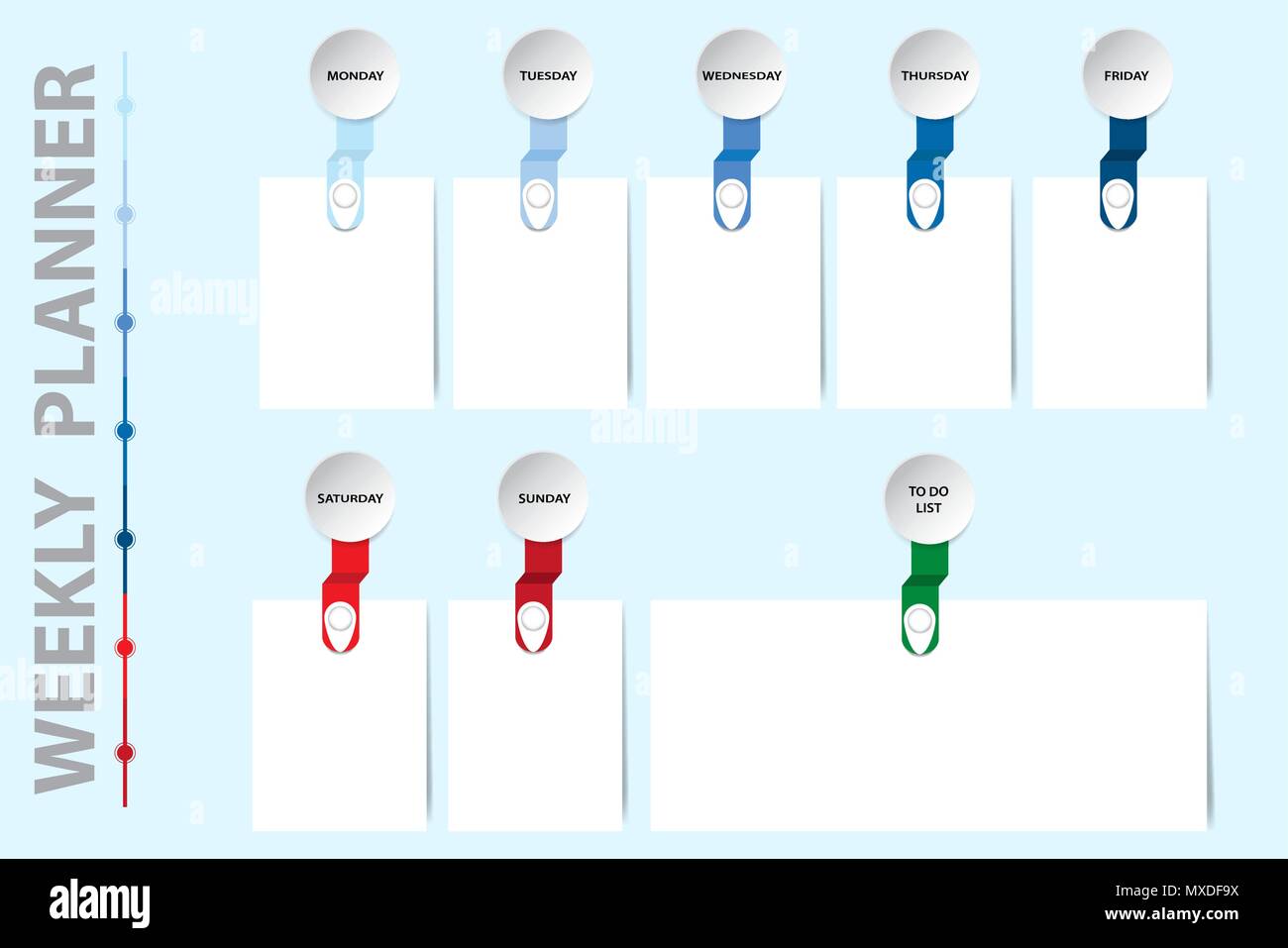 Weekly schedule with timeline and a set of eight infographic ...