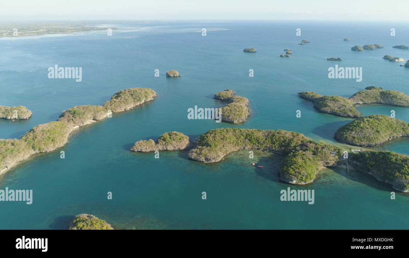 Aerial view of Small islands with beaches and lagoons in Hundred ...