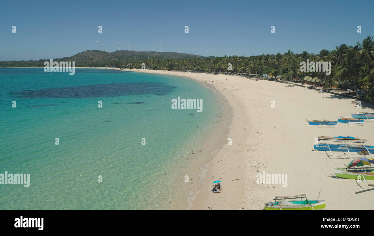 Aerial view of beautiful tropical beach Saud with turquoise water in ...