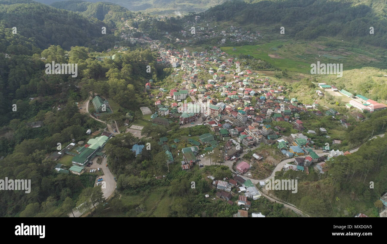 Aerial view town of Sagada, located in the mountainous province of ...