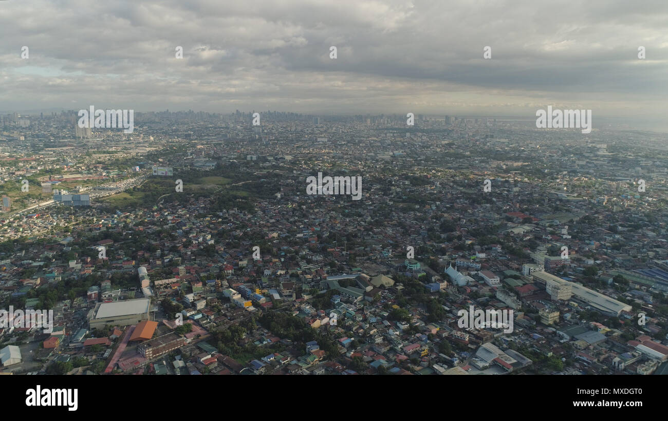 Aerial view of Manila city with skyscrapers and buildings. Philippines ...
