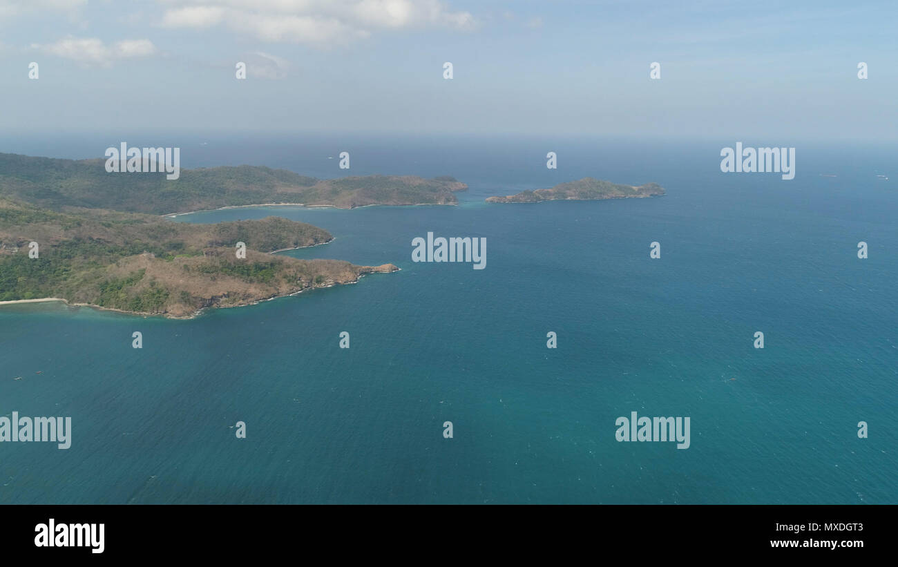 Aerial view of coast with beaches, island Limbones, lagoons and coral ...