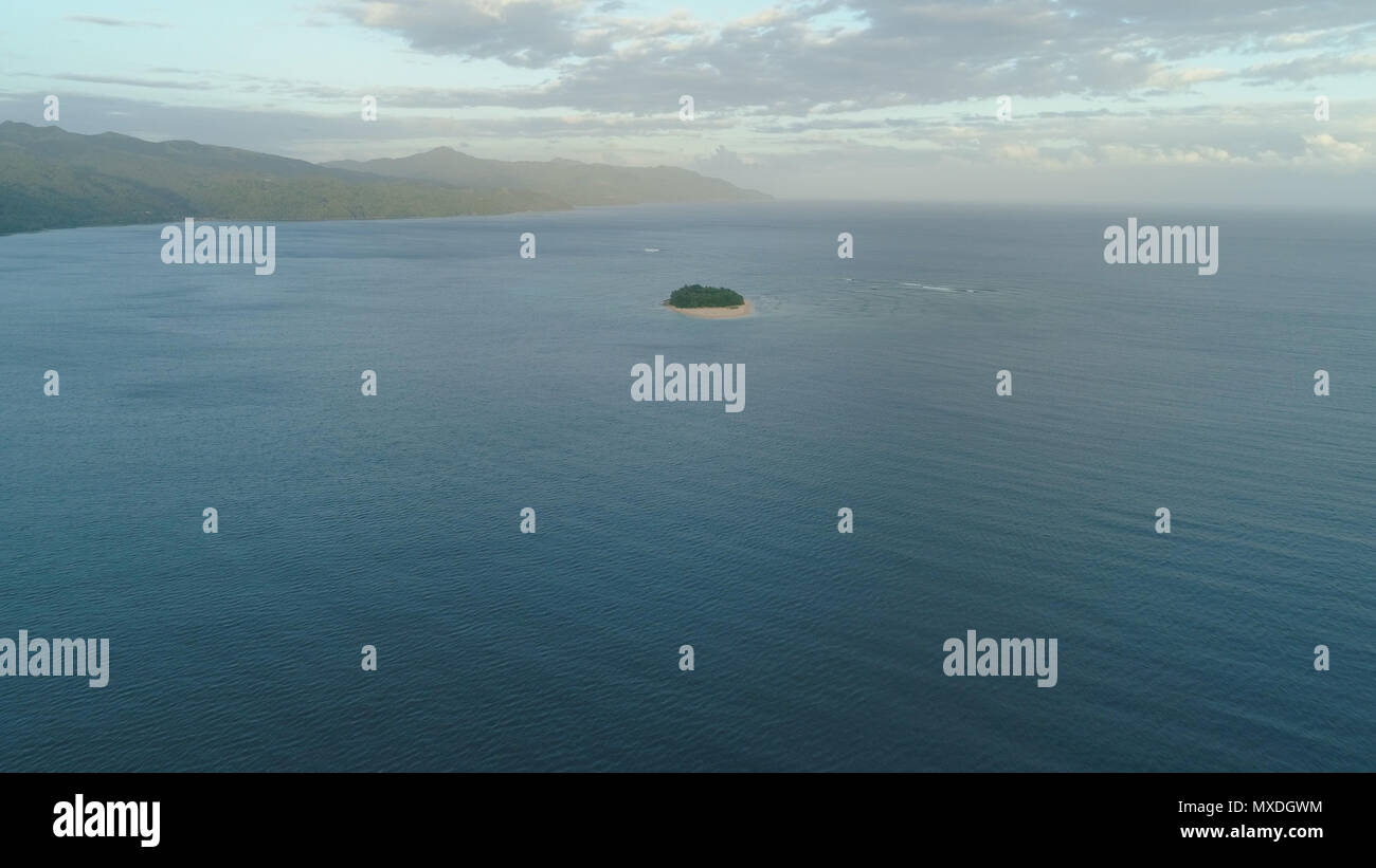 Aerial view tropical island Rosa with white sandy beach. Seascape ...