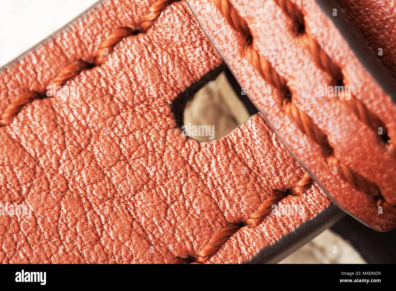 Detail of brown leather buckle Stock Photo - Alamy