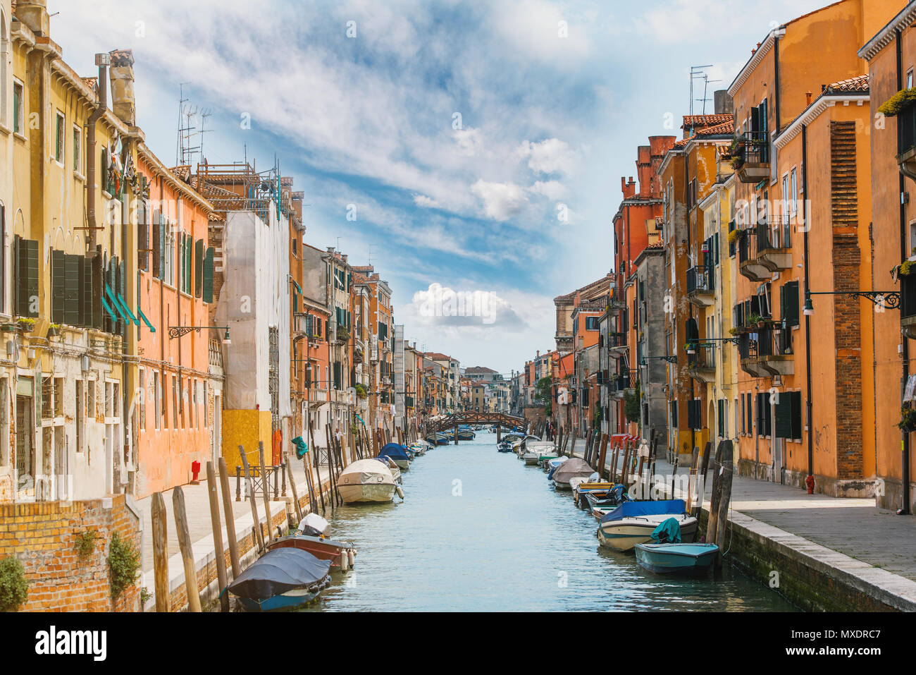 Venice landscape - beautiful and colorful buildings on a canal Stock ...