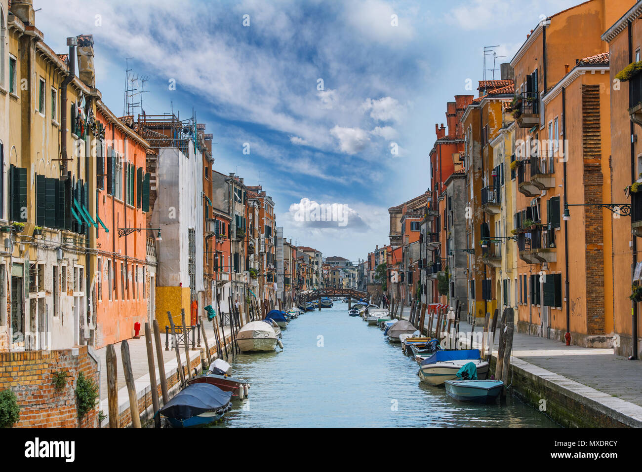 Venice landscape - beautiful and colorful buildings on a canal Stock ...