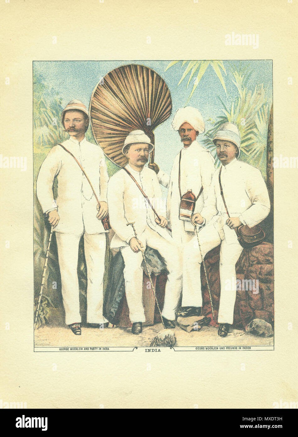 . English: 'George Moerlein and Party in India' 'Chromolithographs made ...