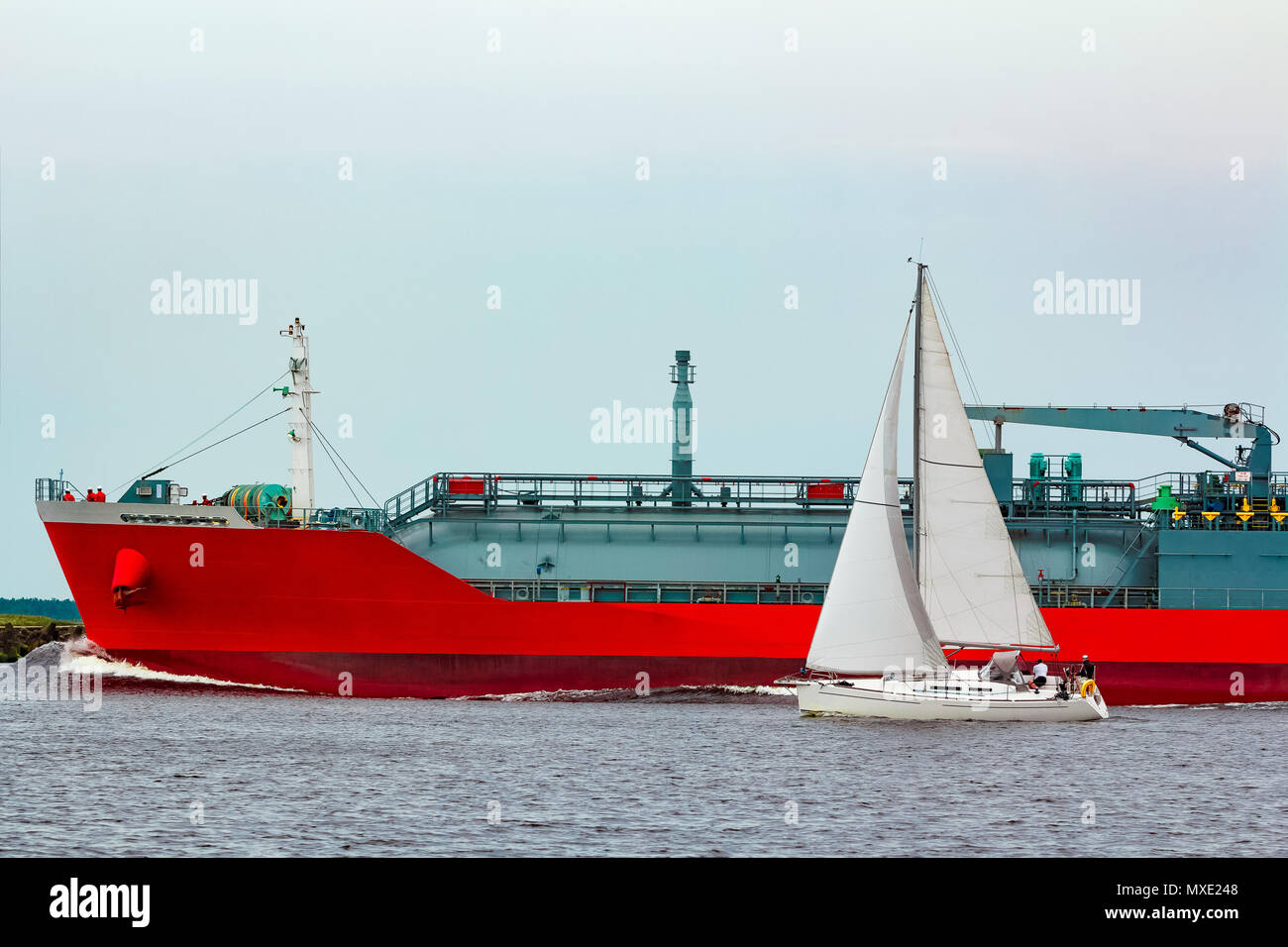 Red tanker. Toxic substances and petroleum products transfer Stock ...