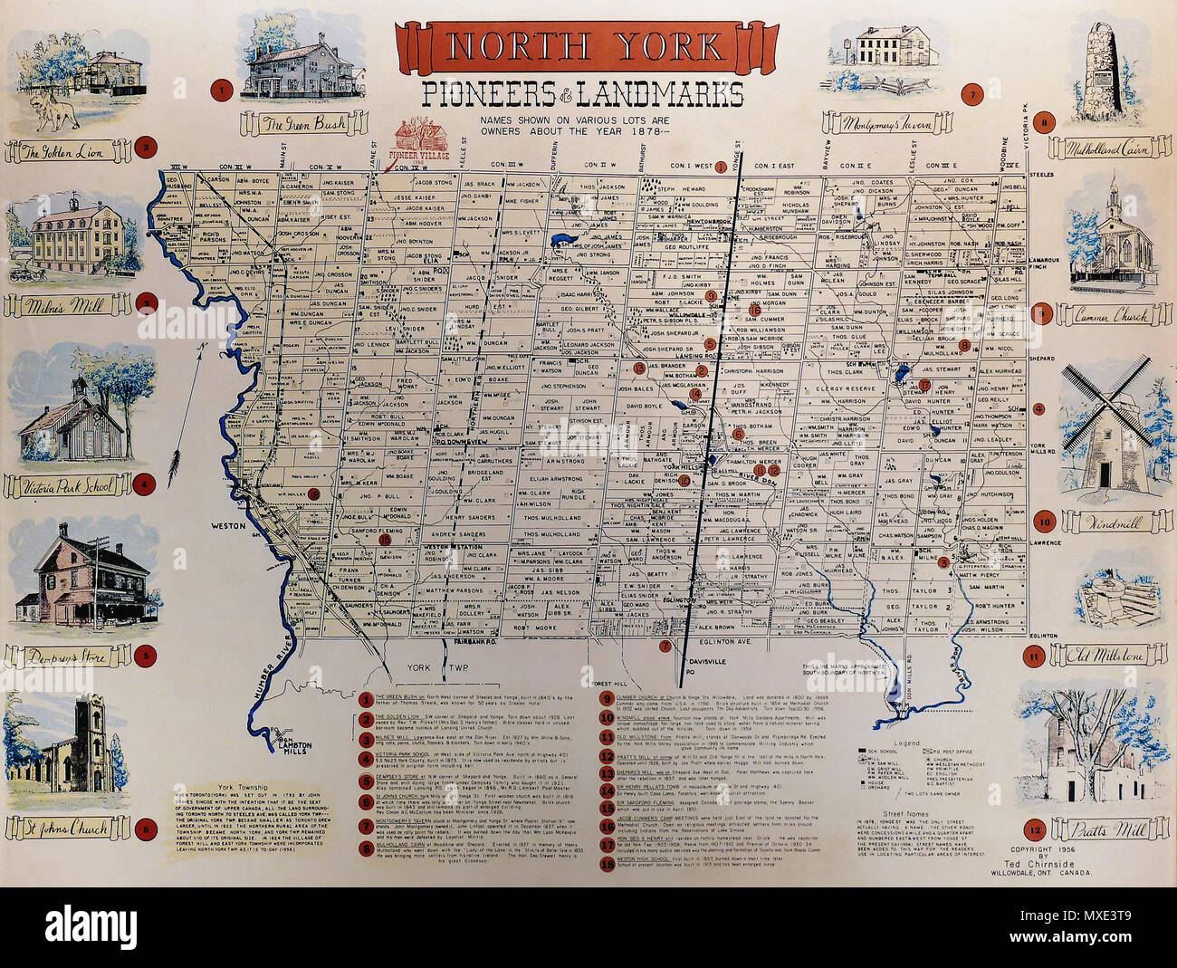 . English: North York Ontario Canada Pioneers & Landmarks showing lots ...