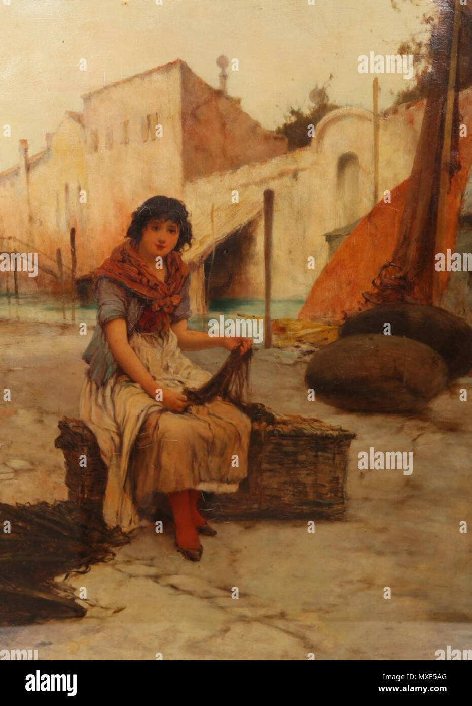 . English: Oliver Rhys (fl. 1876-1893), Neapolitan fisher girl, signed ...