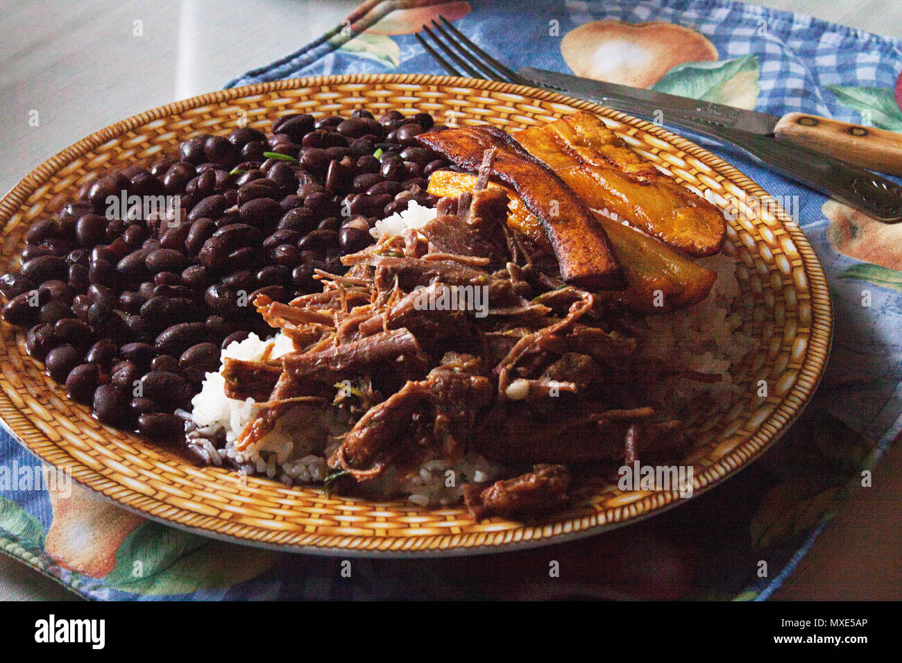 Homemade Venezuelan food. Traditional Venezuelan dish. Pabellon Criollo ...