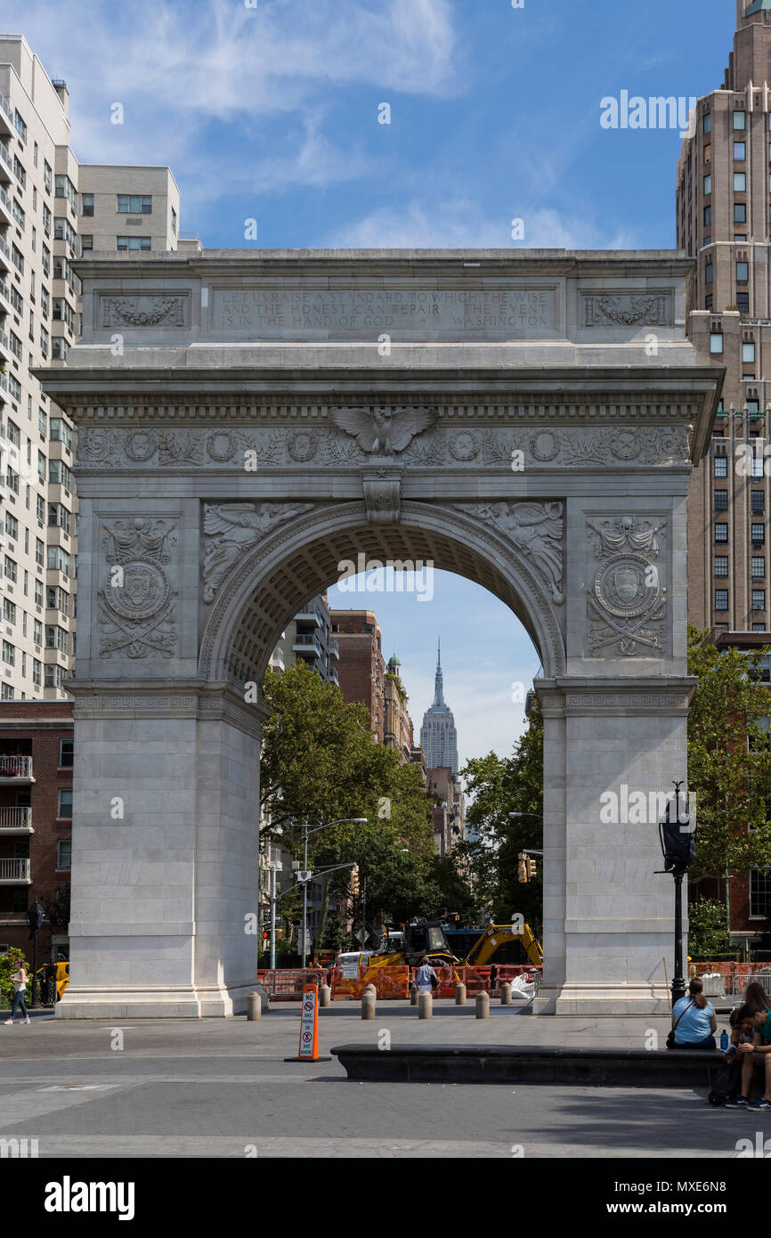 Washington Square. Greenwich Village, Lower Manhattan. Aug, 2016. New ...