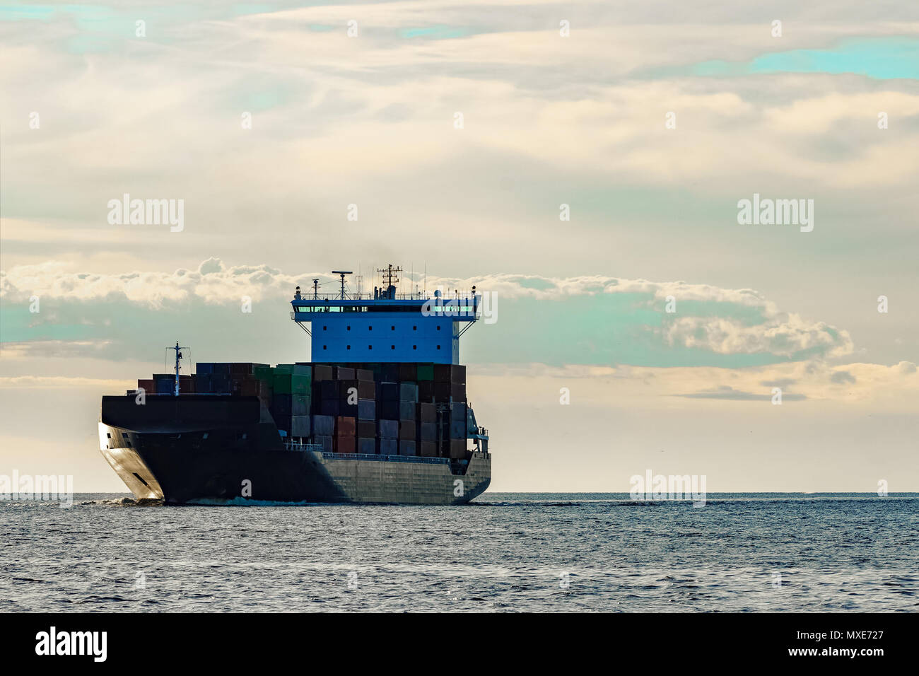 Black container ship. Global logistics and production transfer Stock ...