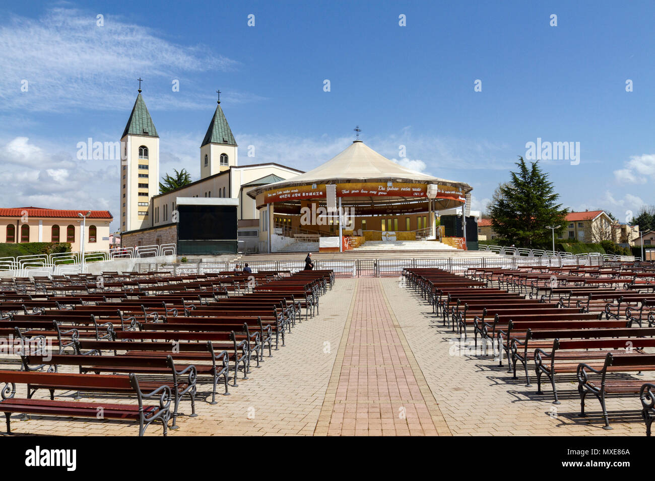 The outdoor altar to the Saint James church in Međugorje (or Medjugorje), Federation of Bosnia ...