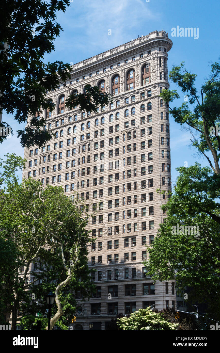 Flatiron Building through the Trees of Madison Square Park, NYC Stock ...